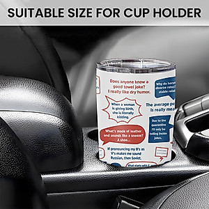 SANDJEST Dad Jokes Insulated Tumbler with Lid - 20oz Stainless Steel Mug for Father - Funny Coffee Cup for Travel Sport Office, Gift for Birthday Father’s Day