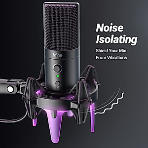 FIFINE RGB Microphone Shock Mount for Vibration Isolation, Easy Mic Holder, Compact Protection - SK78