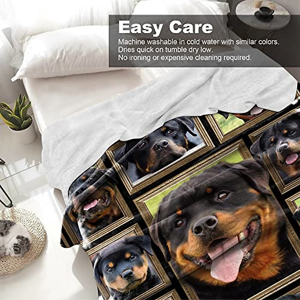 Rottweiler Blanket for Women Men, Rottweiler Gifts for Rottweiler Dog Lover, Super Soft Fuzzy Dog Throw Blanket Rottweiler Decor Plush Gift for Birthday Christmas 60x80 inch