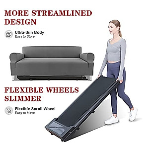 Veclory Under Desk Treadmill Walking Pad Desk Treadmill Slim Walking Running Jogging Machine for Home Office Exercise Remote Control LCD Display Portable