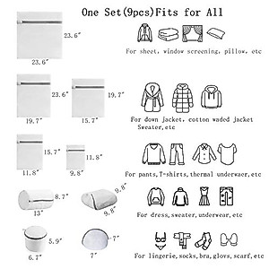 Habychoi Mesh Laundry Bag - 9pcs Premium Zippered Fine Mesh Clothing Washing Bag, Delicates Travel Storage Organize Bag, Clothing Protective Bags for Laundry Lingerie, Sweater, Dress, Blouse, Pants