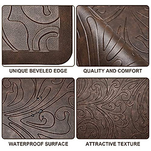 KMAT Kitchen Mat Cushioned Anti-Fatigue Floor Mat Waterproof Non-Slip Standing Mat Ergonomic Comfort Floor Mat Rug for Home,Office,Sink,Laundry,Desk 17.3" (W) x 60"(L),Brown
