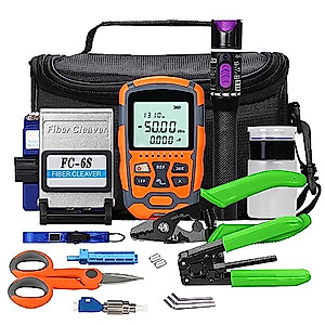 YICIZOL 30km Visual Fault Locator,Optic Fiber Power Meter with FC,SC Connector, Optic Fiber Cleaver and FC/UPC(Male) to LC/UPC(Female) Adapter FTTH Tool Kits for CATV Engineering (YC-6S)