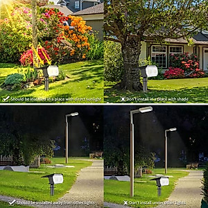 Sararoom 2Pcs Solar Spotlight Outdoor, 48 LEDs 1000LM 6500K Daylight White IP65 Waterproof Solar Landscape Spot Light, 3 Brightness Adjustable, Dusk to Dawn Solar Garden Light for Yard,Patio