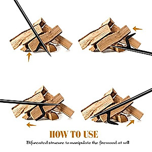 Fire Poker for Fire Pit, JUNBEI 34-Inch Long Fireplace Poker with Upgrade Removable Design for Easily Carry, Anti-Rust Solid Fire Poker for Fire Pit Wood Stove Campfires Indoor Outdoor Applications