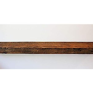 Parkco Rustic Fireplace Floating Mantel Shelf - Rustic Reclaimed Barn Wood Wall Decor. Mounting Hardware Included (84" W x 5" D x 2.75" H)