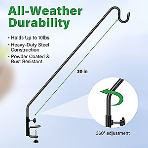 Ointo Garden Heavy Duty Deck Hook, Single Piece Solid Rod, Adjustable-360 Degree Rotary,Wall Hanging, for Bird Feeders, Planters, Suet Baskets, Lanterns, Wind Chimes, Potted Plants & More!
