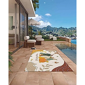 Fall Thanksgiving Outdoor Rug for Patio, Large Floor Mat Happy Y'all Boho Style Pumpkin Non Slip Area Rug Rubber Backing Quick Dry Clearance Carpet for Camping Rugs, Garden, Lawn, Deck, Porch, 6' x 9'