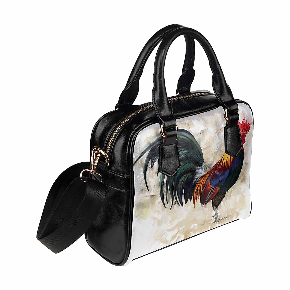 InterestPrint Cock Chicken Painting Women's Casual Bag Shoulder Bag PU Leather Handbags