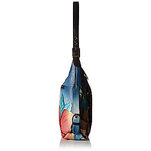 Anna by Anuschka Hand Painted Leather Women's Shoulder HOBO, Midnight Floral