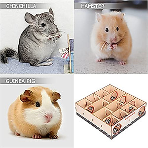Hemobllo Hamster Wooden House, Hamster Maze Tunnel Toy, Small Pet Animals Activity Gerbil Labyrinth Dwarf Hamster Play Toys Maze Tunnel Mice Wooden Funny Toy Hamster Tubes