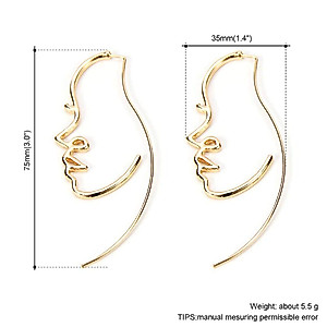 HZJCC Hollowed out face drop earrings for women gold plated punk earrings Jewelry (Gold)…