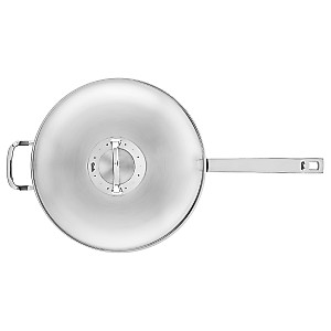 Fissler Original-Profi Collection Stainless Steel 12.6 Inch, 6.7 Quart Multi Ply Wok with High Dome Metal Lid