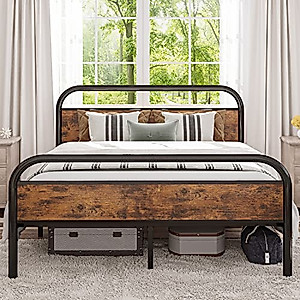 IRONCK Queen Bed Frame with Headboard, Platform Bed 12" Under Bed Storage Wood and Metal, No Box Spring Needed Easy Assembly