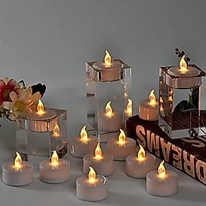 Brigle Tea Lights, Flameless LED Candles Flickering Warm Yellow 200 Hours Battery-Powered Tea Light Candle Ideal for Party, Wedding, Birthday, Gifts and Home Decoration (24 Pack Warm Yellow)