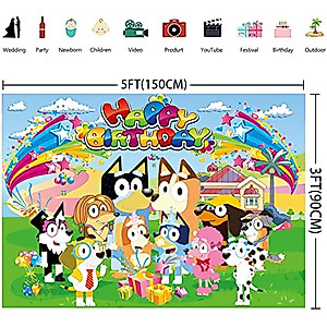 Happy Birthday Backdrop for Dog Party Decorations,5 x 3FT Birthday Banner for Girls Boys Kids Birthday Party Decor