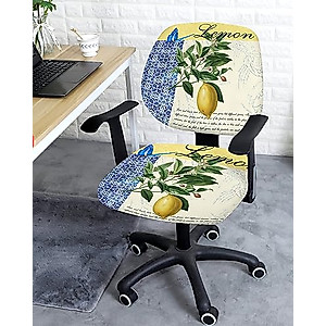 Big buy store Office Chair Cover Lemon and Leaves Desk Chair Cover Stretch Elastic Universal Computer Chair Covers Butterfly Blue Lattice Flower Pattern Stretch Rotating Chair Slipcovers Protectors