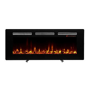 Dimplex Sierra 48" Wall-Mounted/Tabletop/Built-in Electric Linear Fireplace (Model: SIL48), 4777 BTU, 120 Volt, 1400 Watt, Black