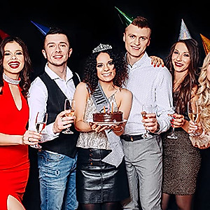 KICOSY Birthday Crown for Women Birthday Sash and Crown Silver Birthday Decorations Crystal Tiara and Birthday Queen Sash Party Favor Gifts for Women and Girls Hair Accessories