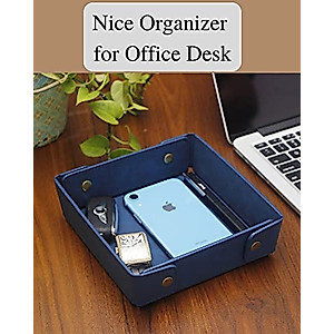 CASIRENA Faux Leather Valet Tray Organizer for Men - Catch-All Tray for Entryway Table Key, Wallet, Watch, Coin Change, Phone, Dresser EDC Dump Jewelry, Bedside Nightstand Desk-top Catchall Tray