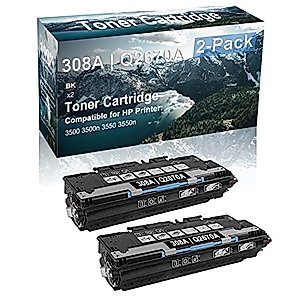 2-Pack (Black) Compatible 3500 3500n 3550 3550n Printer Toner Cartridge High Capacity Replacement for HP 308A | Q2670A Toner Cartridge