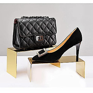 2PCS/SET/PACK Mirror Gold Stainless Steel Shoe Handbag Display Stands Rack