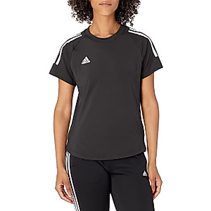 adidas Women's Hi Low Jersey Short Sleeve, Black/White, Large