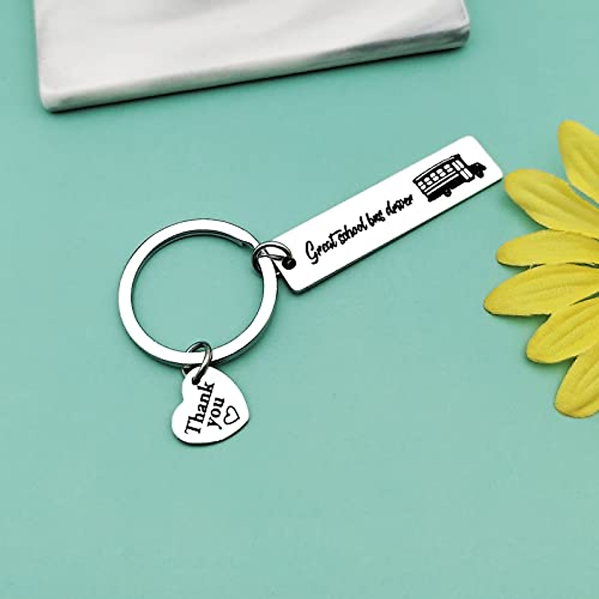 Appreciation Gift Keychain School Bus Driver Keyring for Best Friend Brother Thank You Gift for Husband Retirement Gift End of The School Year Gift Birthday Gift Back to School Gift Christmas Jewelry