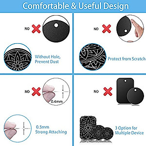 Metal Plate for Phone Car Magnetic Mount 6 Pack,Magnet Holder Disc Replacement Case Sticker with 3M Adhesive for iPhone Magnets Cradle-less Mounts Cell Phone Mini Tablet GPS Stand 2 Rectangle 4 Circle