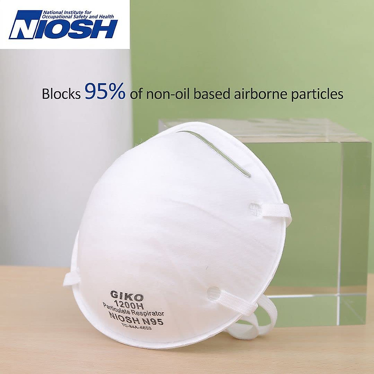 GIKO N95 Face Mask - 20Pcs Cup Dust Safety Masks, N95 Protective Mask, Protection Against PM2.5 Dust, Fire Smoke, Filter Efficiency≥95%, White