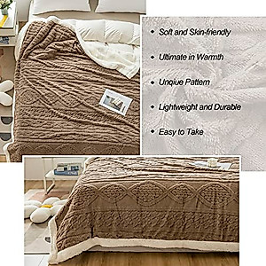 Warm Sherpa Fleece Throw Blanket Thick Throw Soft Plush Fluffy Boho Tufted Blanket for Bed Sofa Couch, Cozy Warm Velvet Fleece Throw for Winter, Camel 50''x60''