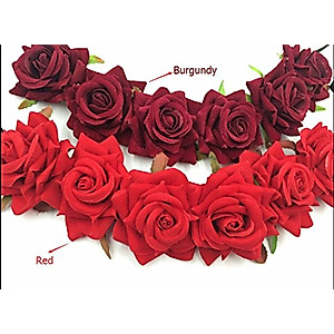 Floral Fall Rose Red Rose Flower Crown Woodland Hair Wreath Festival Headband F-67 (3-Red)