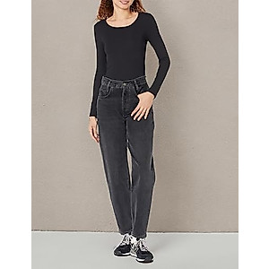 Amazon Essentials Sweater for Women, Long Sleeve Slim-Fit Rib Scoop Neck (Available in Plus Size), Pack of 2, Black/Eggshell White, Small