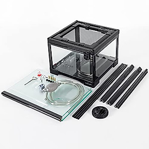REPTIZOO 15 Gallon Full Glass Reptile Terrarium 12" x 12" x 24" Knock-Down Glass Tank and Siphon Gravel Cleaner Set, Small Habitat for Reptile Chameleon, Tree Frogs, Arboreal Geckos,Lizard