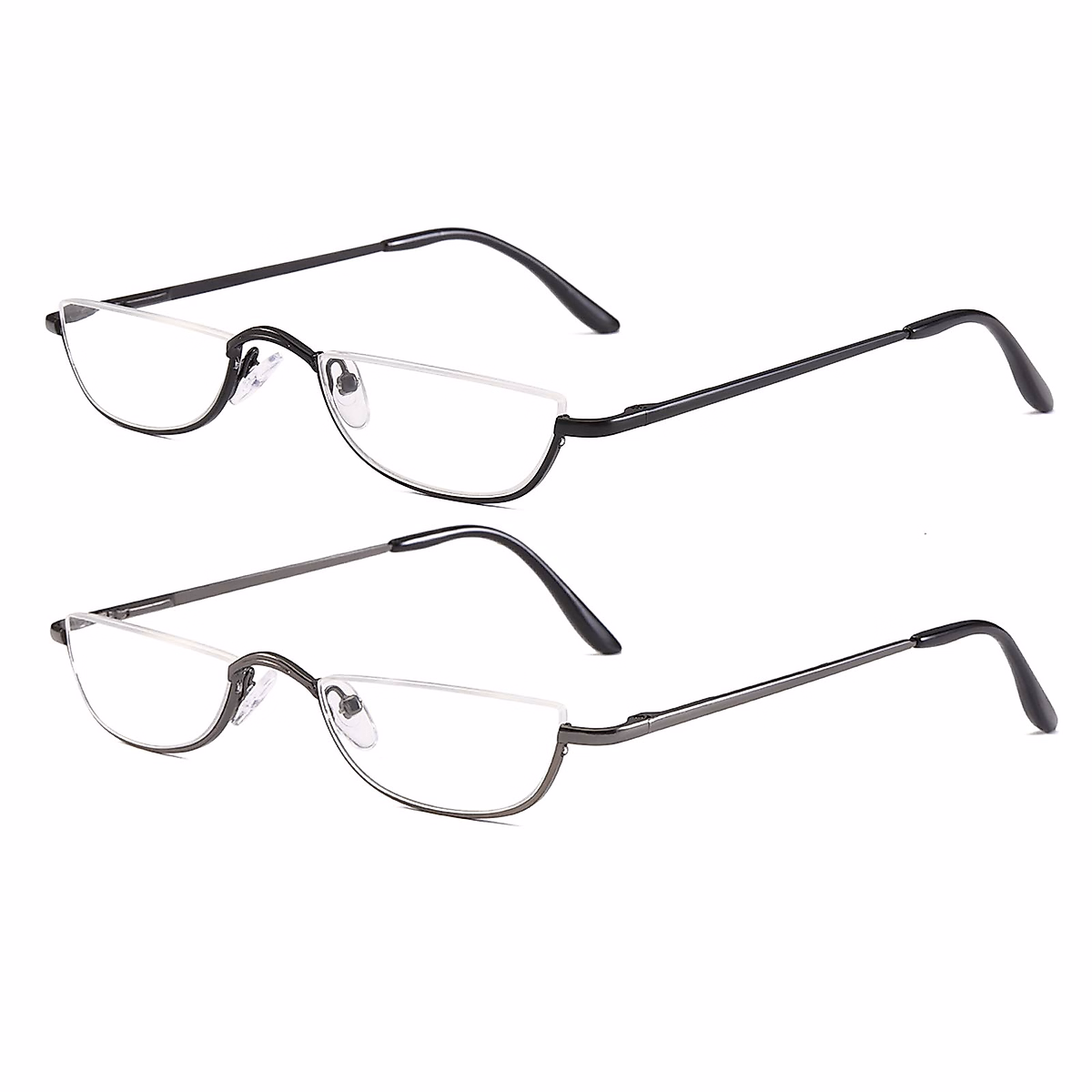 DABYDA Half Reading Glasses，Metal Frame Readers for Women Men with Pouch (2 Pairs 1.5)