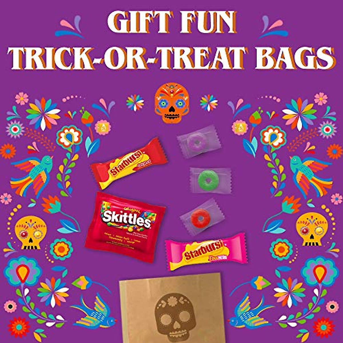 SKITTLES, STARBURST Original, STARBURST Fave Reds, & LIFE SAVERS Gummies Halloween Candy Mix, 44.07 oz. 150-Piece Bag