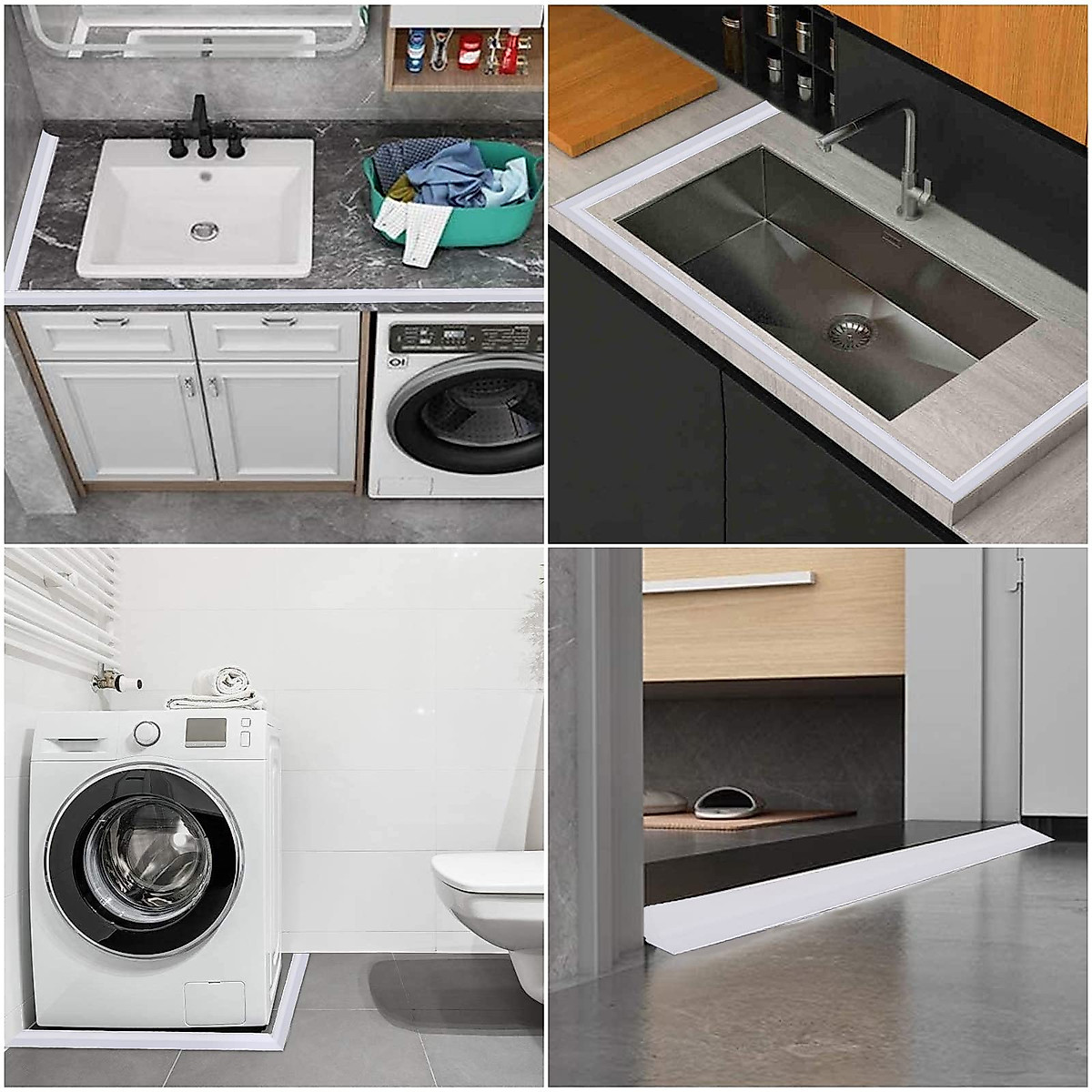 Duzzy 39 Inch Clear Shower Threshold Water Dam, Self-Adhesive Silicone Shower Water Guard Blocker Suitable for Bathroom and Kitchen