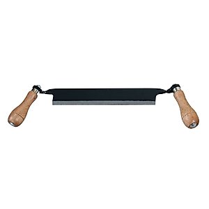 Timber Tuff 13-Inch Straight Wood Blade Draw Shave Knife Log Woodworking Tool with Wood Grip Handles, and 5-mm Thick, 30-Degree Angle Blade
