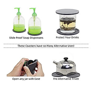 Silicone Drink Coasters by Cilnizriy, Heat Resistant, Soft Coaster for Tabletope Protection, Furniture from Damage (Grey, 6)