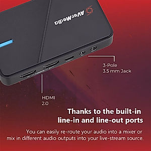 AVerMedia HDMI Capture Card - Gaming, Video Streaming, 4K Capture Card for PS5, Xbox Series X/S, Xbox One, PS4, Nintendo Switch, Windows 11 / Mac Os12, HDR & VRR Support - GC551G2 Live Gamer Extreme 3