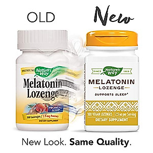 Natures Way Melatonin Lozenge, Supports Sleep*, Vegan, 100 Lozenges