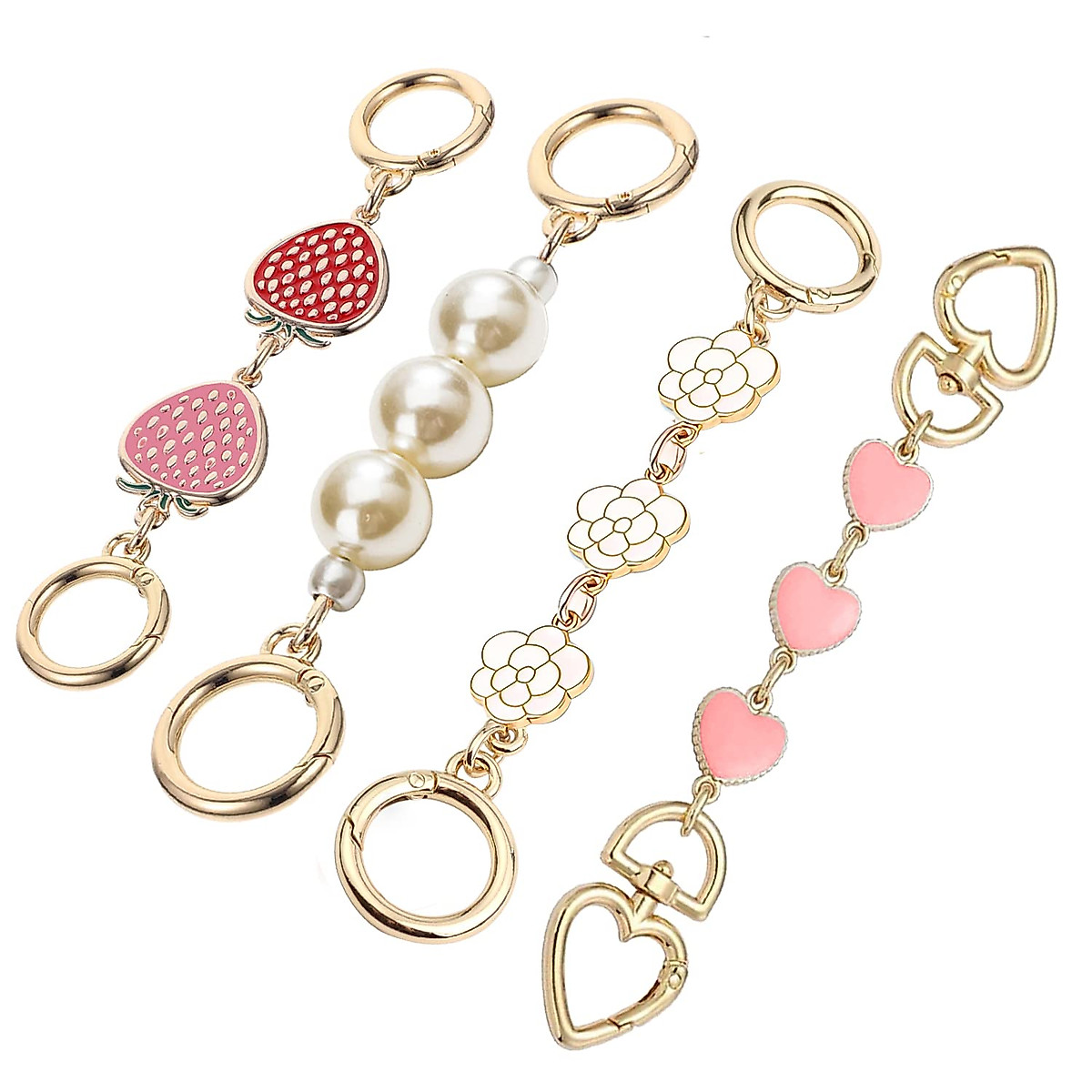 AGEN KGEN Women Purse Strap Extender Purse Chain Bag Extender Purse Chain Strap Replacement Chain Handbags Bag Exquisite Extension Chains for DIY Handbag Purse Shoulder Bag (Beautiful 4 PCS Set)