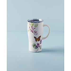 Lenox 895750 Butterfly Meadow Purple Flowers Stainless Steel Car Coffee Mug, 2 Count