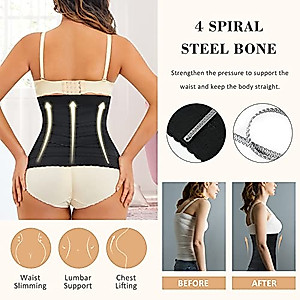 QACIVIQ Segmented Waist Trainer for Women Waist Cincher Shapewear for Women Tummy Control Workout Body Shaper Girdle Black