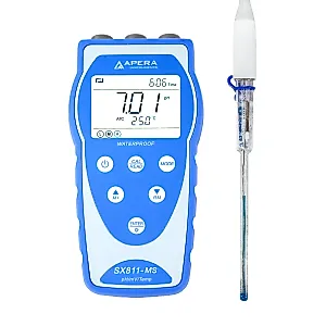Apera Instruments SX811-MS Portable pH Meter for Test Tubes and Small Liquid Samples, Equipped with LabSen 243-6 pH Electrode