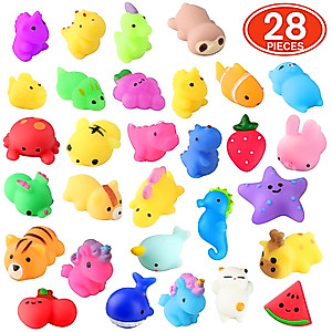 nobasco Squishies, 28 Pack Mochi Squishy Toys - Kawaii Cat Squishys Slow Rising Animals - Party Favors, Goodie Bag, Birthday Gifts, Mini Squishies Stress Reliever Toy Pack