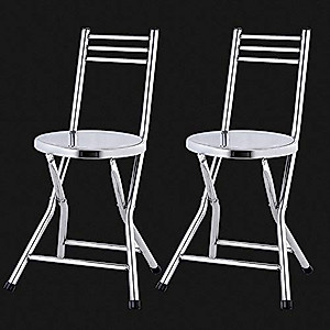 Thick Stainless Steel Round Stool Folding Home Dining Chair backrest Stool Small Bench Portable Outdoor Picnic Chair high 76cm