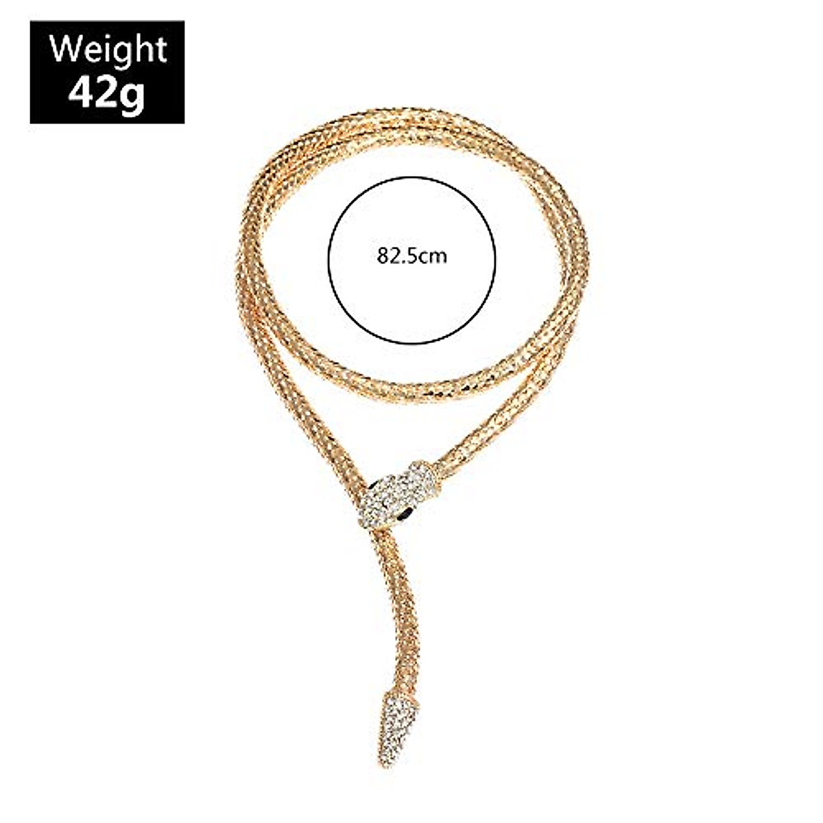Snake Choker Necklace Bracelet Retro Adjustable Snake Shape Collar Necklace Curved Bar Design Full Rhinestone Accessories Halloween Statement Fashion Jewelry for Women-A necklace
