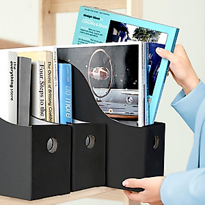 Dunwell Black Magazine File Holder (2 Pack) - Sturdy Cardboard Magazine Holder, Folder Organizer, Folder Holder, Magazine Storage Box, Paper Organizer Storage or Book Bins, Assembles in Seconds