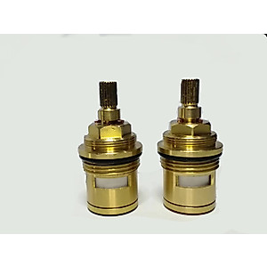 Ceramic Stem Brass Ceramic Stem Disc Cartridge G3/4"Faucet Valve Replacement for Bathroom Kitchen Tap (2 Packs, Cold & Hot) (Height 57MM)